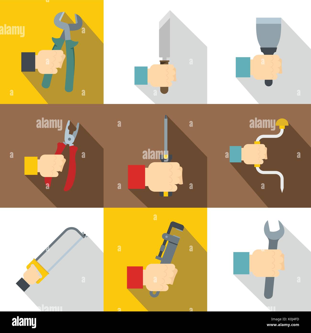 Worker hand icons set, flat style Stock Vector Image & Art - Alamy