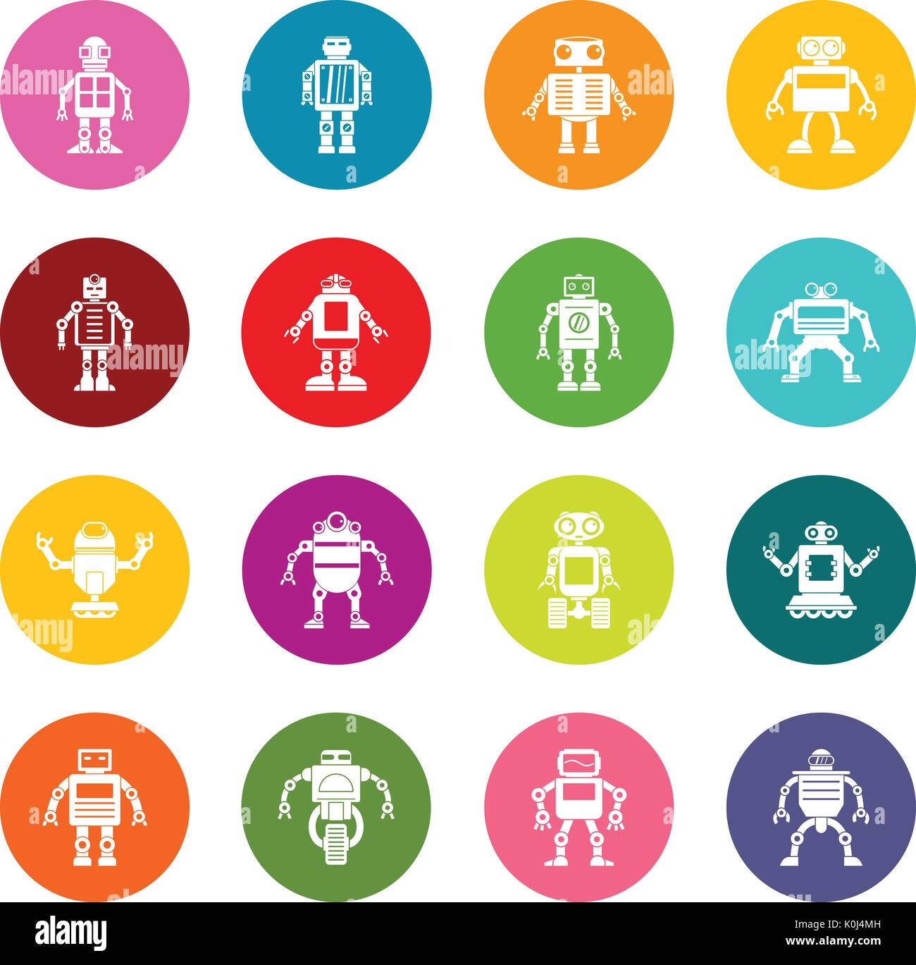 Robot icons many colors set Stock Vector Image & Art - Alamy