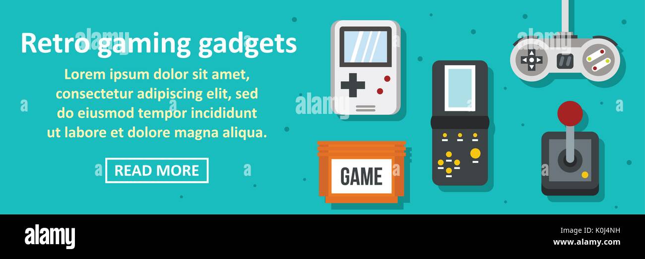 Retro gaming gadgets banner horizontal concept Stock Vector Image & Art ...