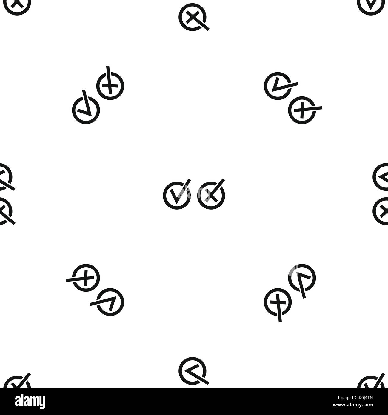 Signs of choice of tick and cross in circles pattern seamless black ...
