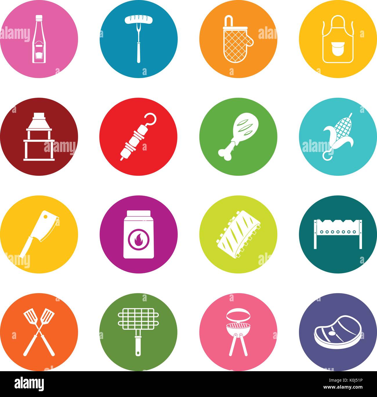 BBQ food icons many colors set Stock Vector Image & Art - Alamy
