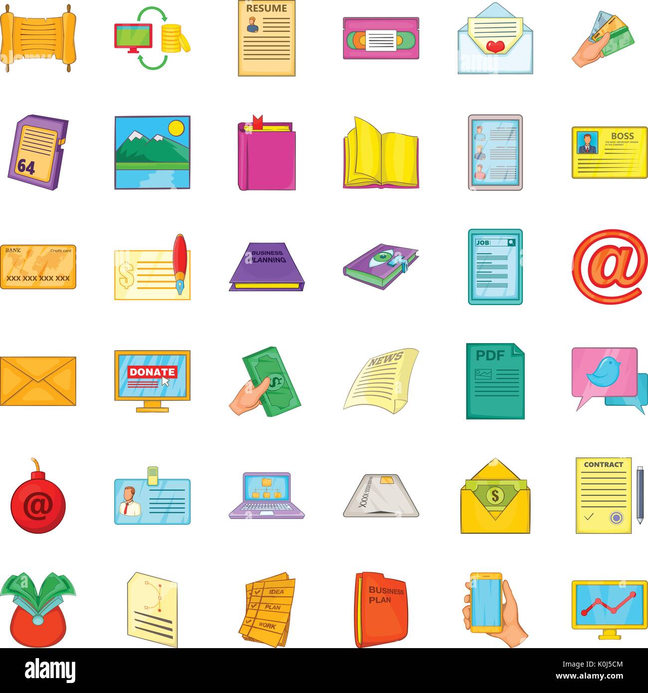 Paper icons set, cartoon style Stock Vector Image & Art - Alamy