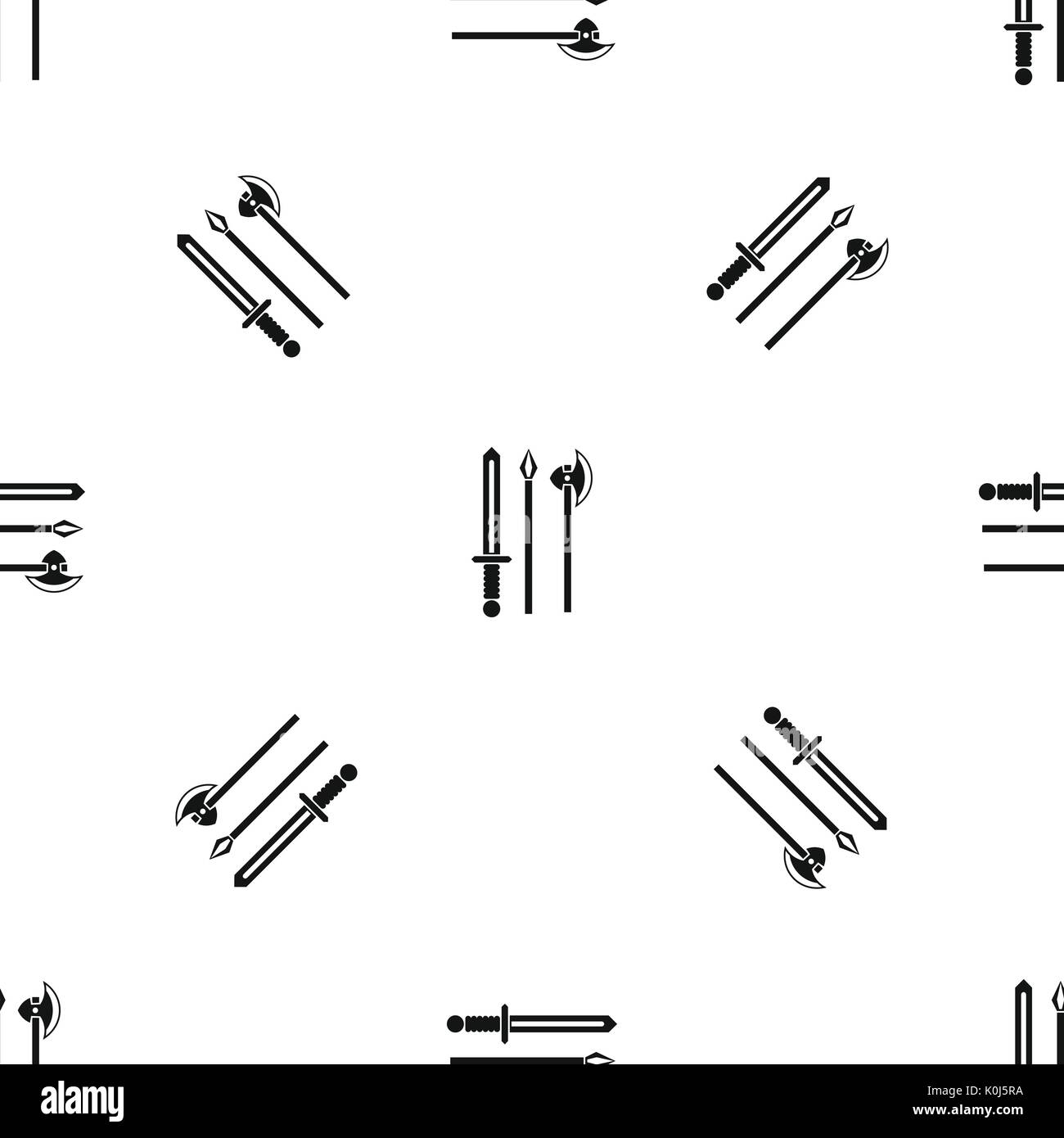 Ancient weapon sword, pick and axe pattern seamless black Stock Vector ...
