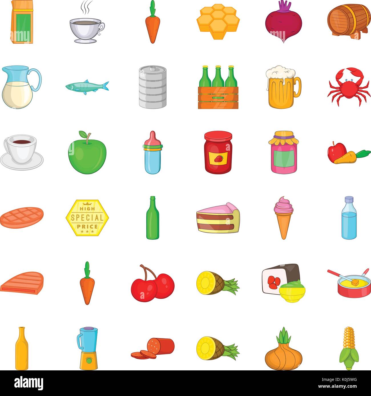 Meal icons set, cartoon style Stock Vector Image & Art - Alamy