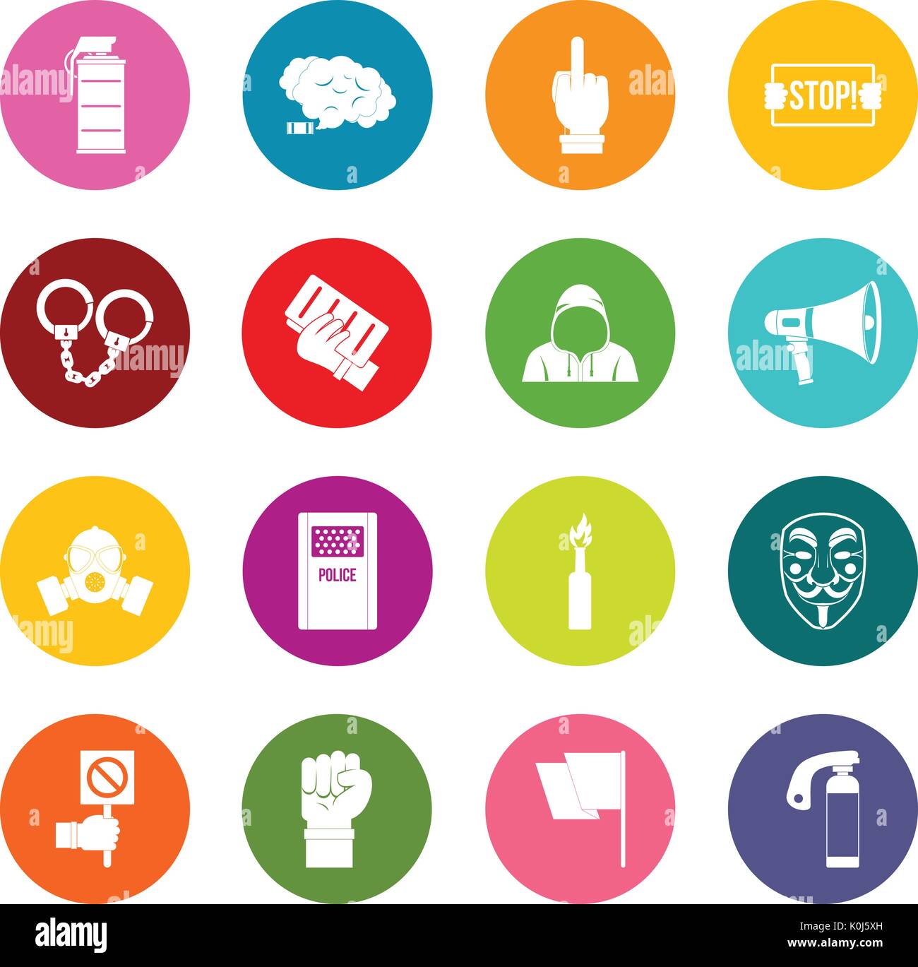 Protest icons many colors set Stock Vector Image & Art - Alamy