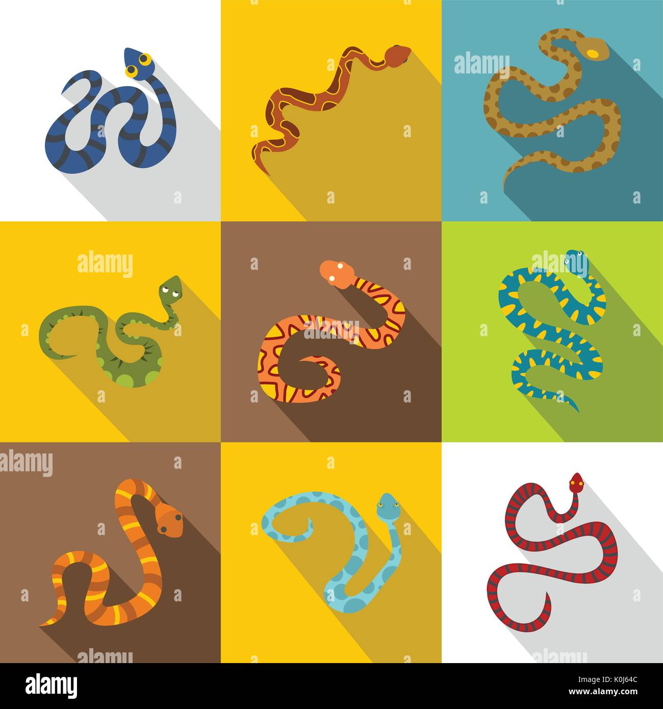 Dangerous snakes icons set, flat style Stock Vector Image & Art - Alamy