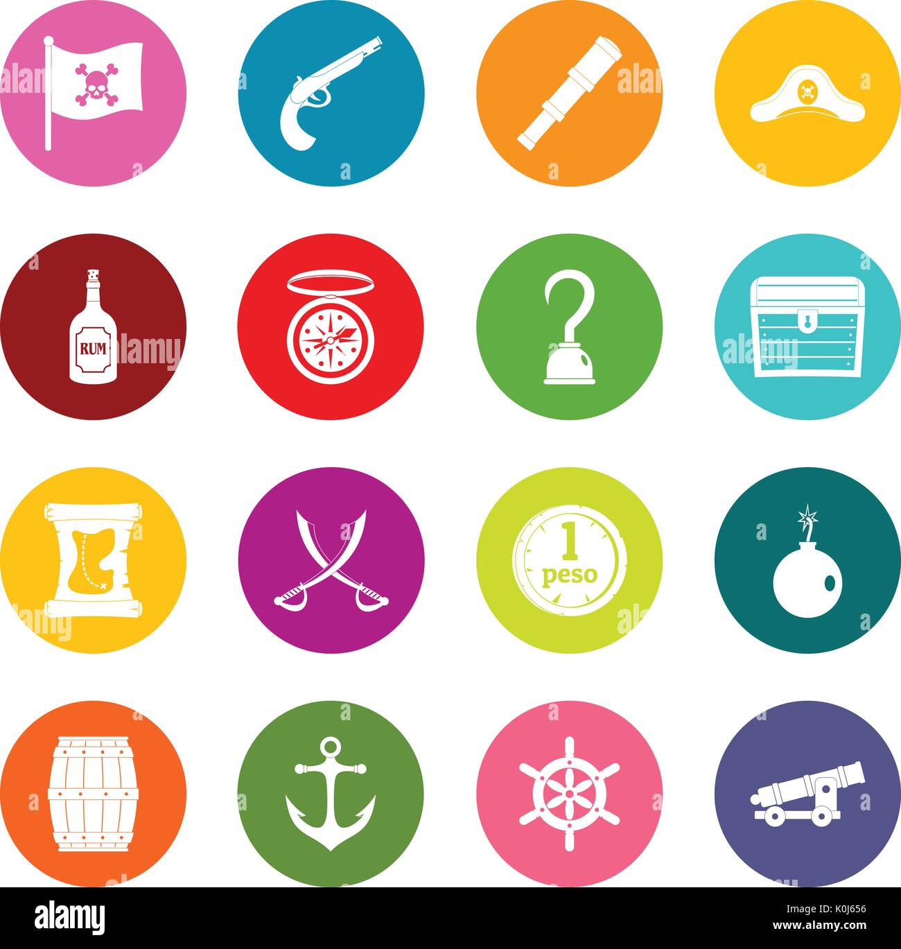 Pirate icons many colors set Stock Vector Image & Art - Alamy