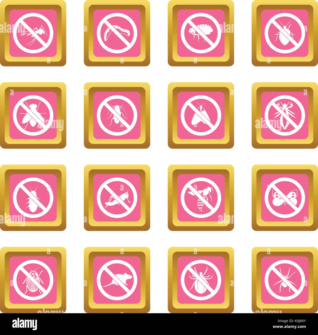 No insect sign icons pink Stock Vector Image & Art - Alamy