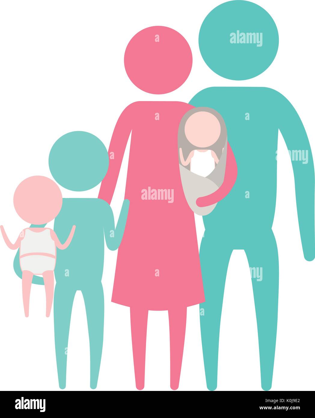 color silhouette set pictogram big family group Stock Vector Image ...