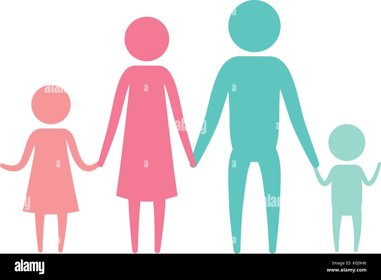 color silhouette set pictogram parents with a girl and little boy ...