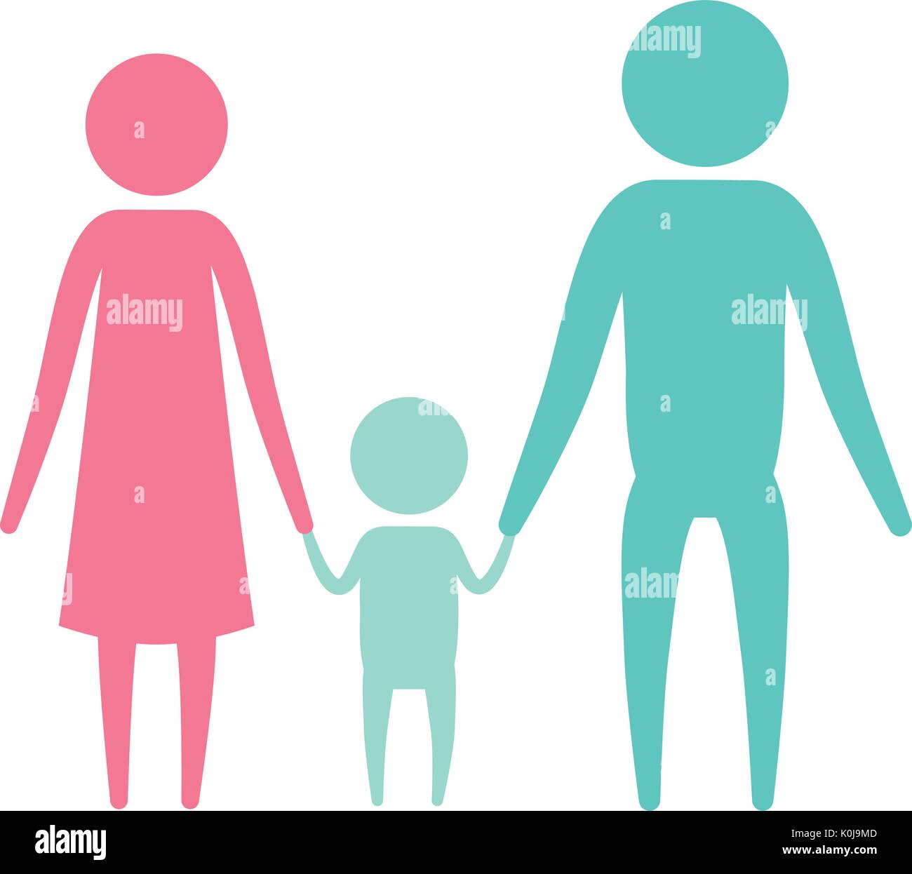 color silhouette set pictogram parents with a little boy holding hands ...