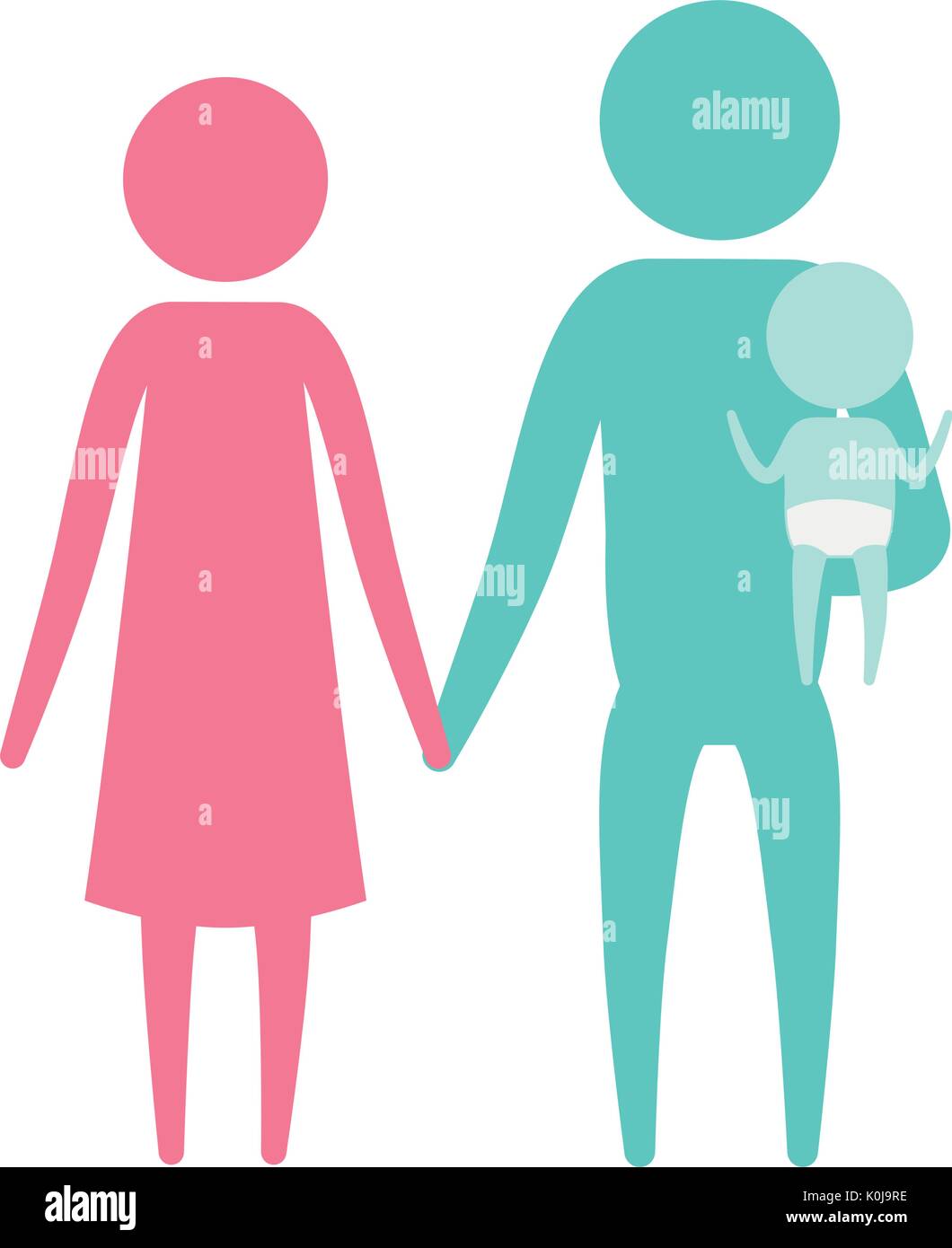 color silhouette set pictogram parents with a little boy carrying Stock ...