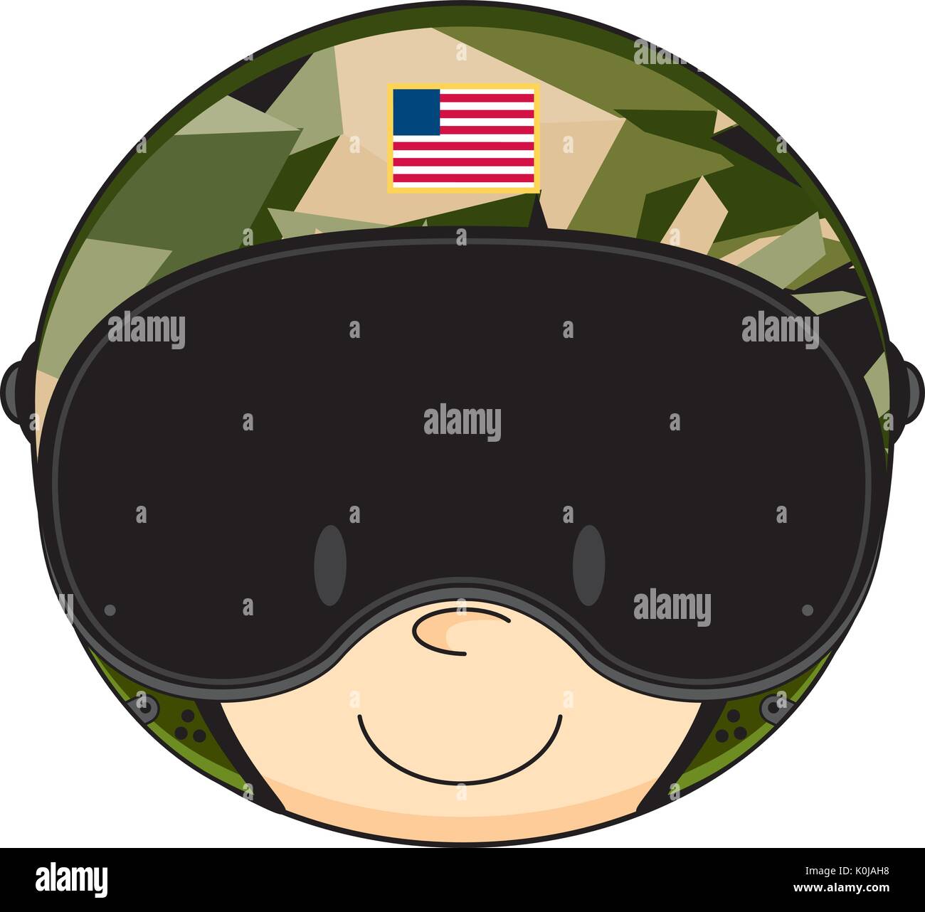 Cute Cartoon Military Airforce Pilot Vector Illustration Stock Vector ...