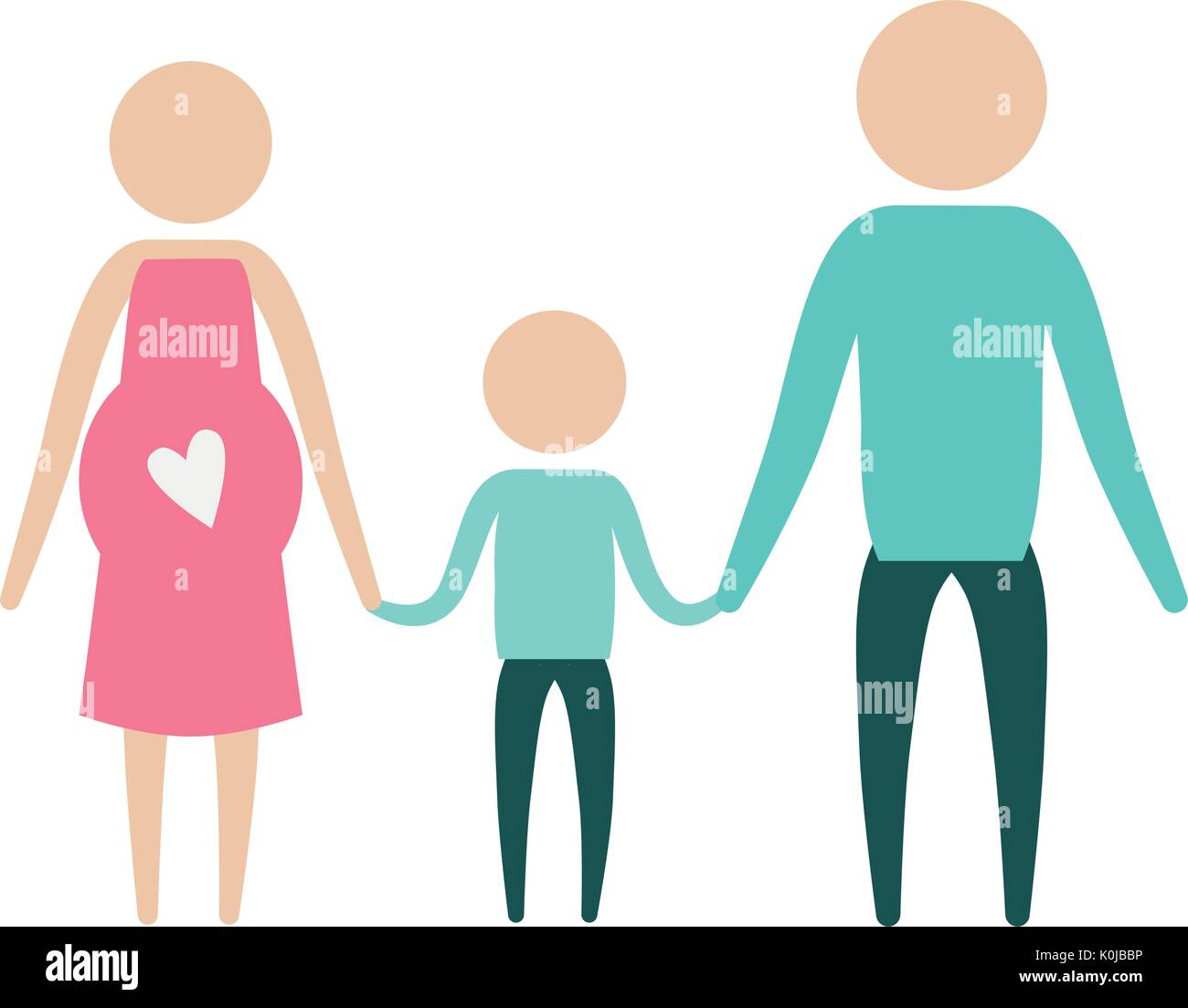 color silhouette pictogram parents with mother pregnancy and boy ...