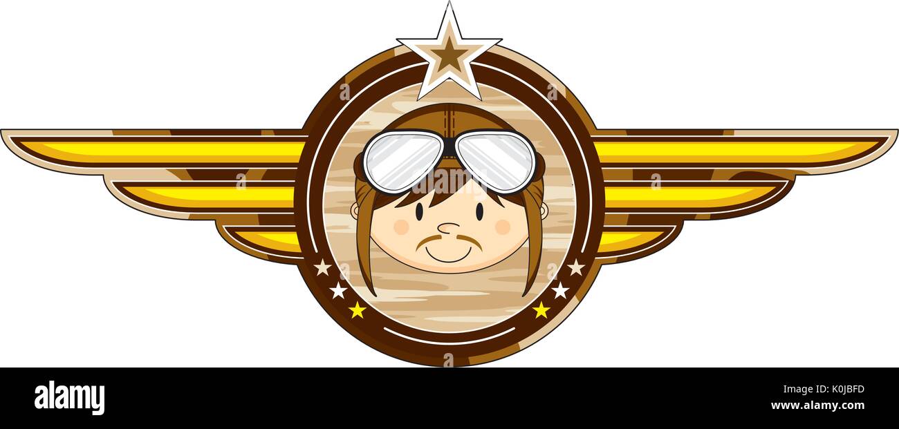 Cute Cartoon Military Airforce Pilot Vector Illustration Stock Vector ...