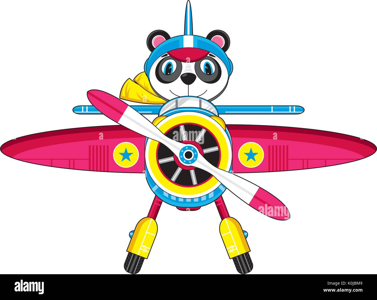 Cartoon Vintage Plane and Cute Panda Bear Pilot Illustration Stock ...