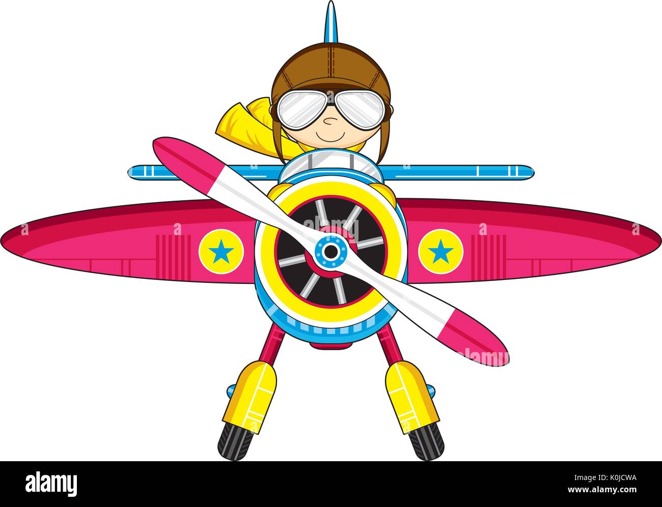 Cartoon Vintage Plane and Cute Pilot Illustration Stock Vector Image ...