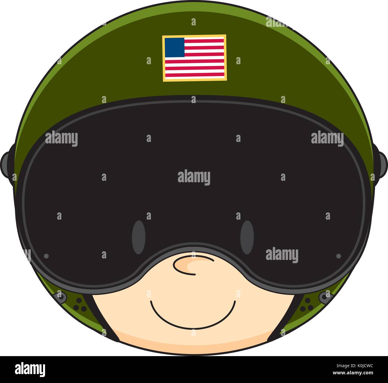 Cute Cartoon Military Airforce Pilot Vector Illustration Stock Vector ...