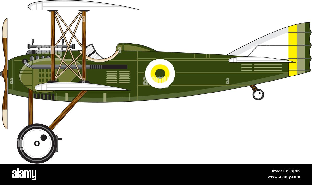 Cartoon Vintage Bi Plane Vector Illustration Stock Vector Image & Art ...