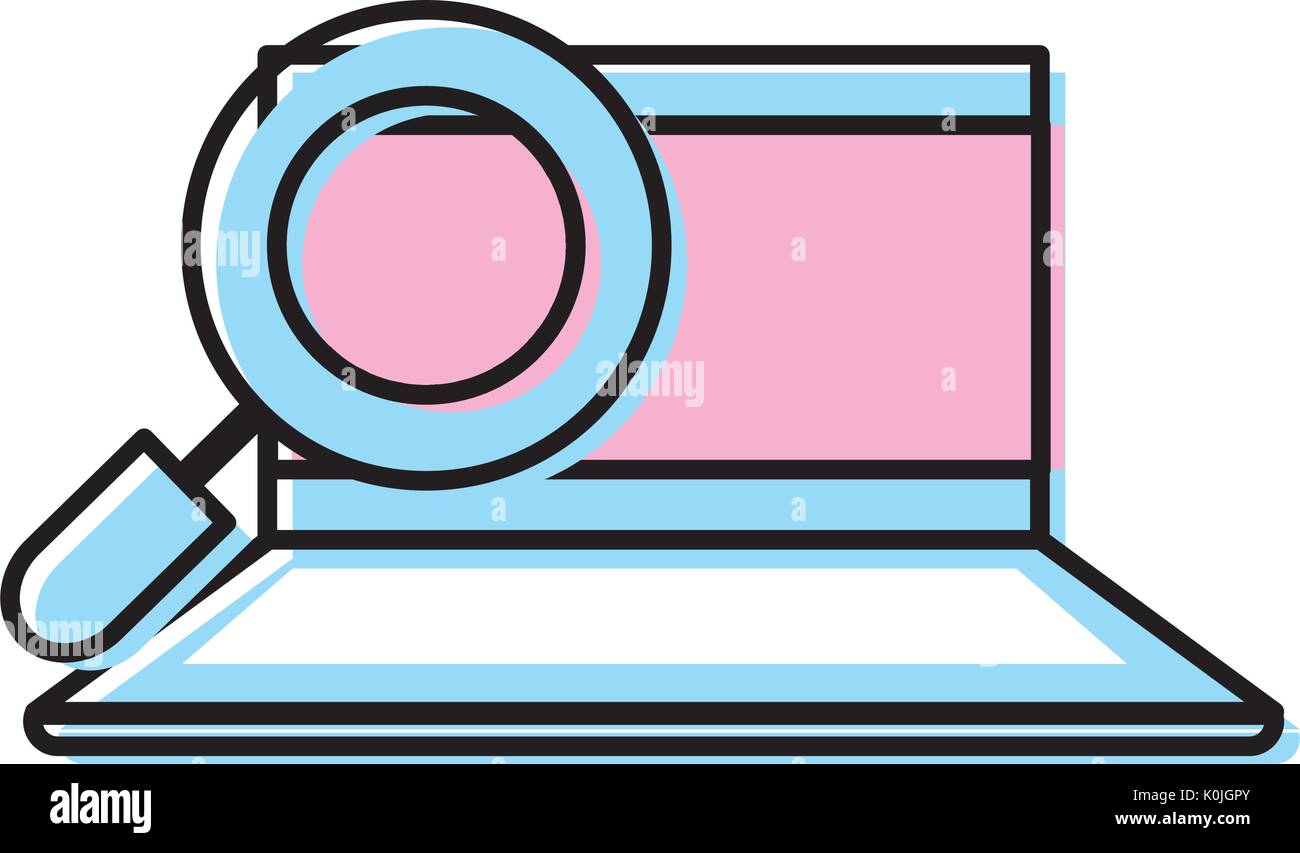 computer with magnifying glass to search information Stock Vector Image ...
