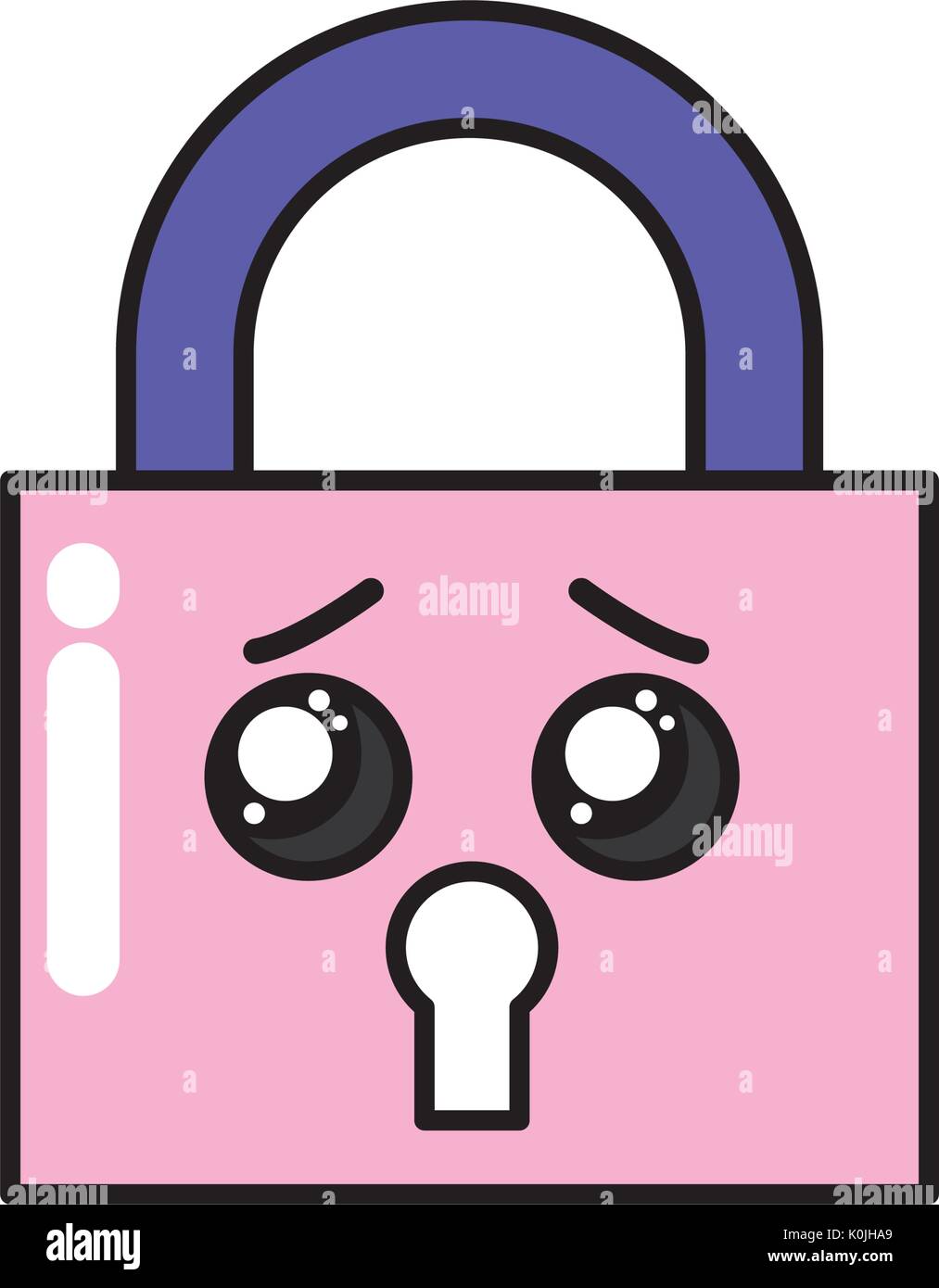 kawaii cute scared padlock security Stock Vector Image & Art - Alamy
