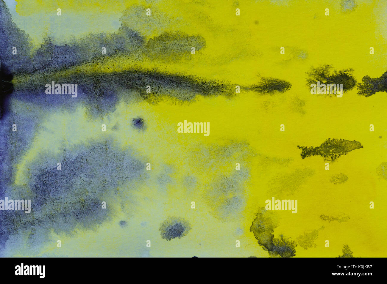 Blue yellow abstract watercolor hand-painted art. Watercolor background ...