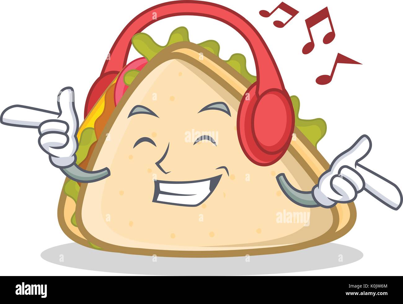 Listening music sandwich character cartoon style Stock Vector Image ...