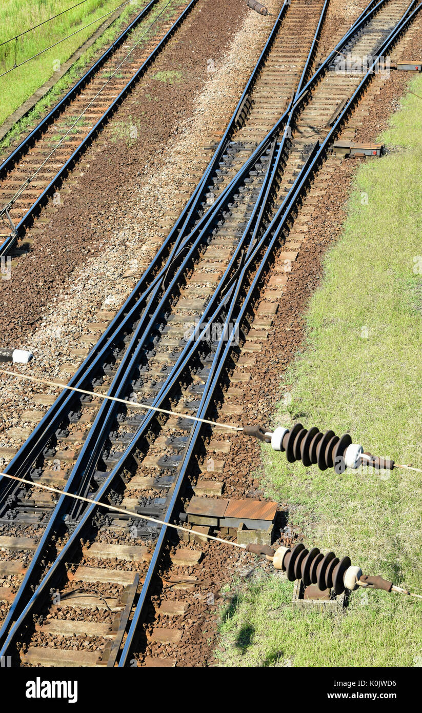 Railway tracks from above a bridge Stock Photo - Alamy