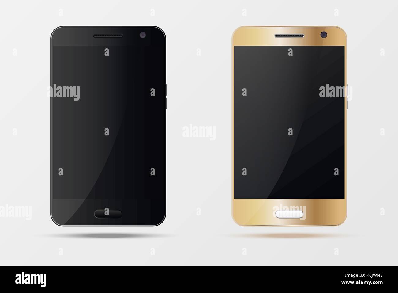 Two realistic isolated smartphones gold and black cellphone Stock ...