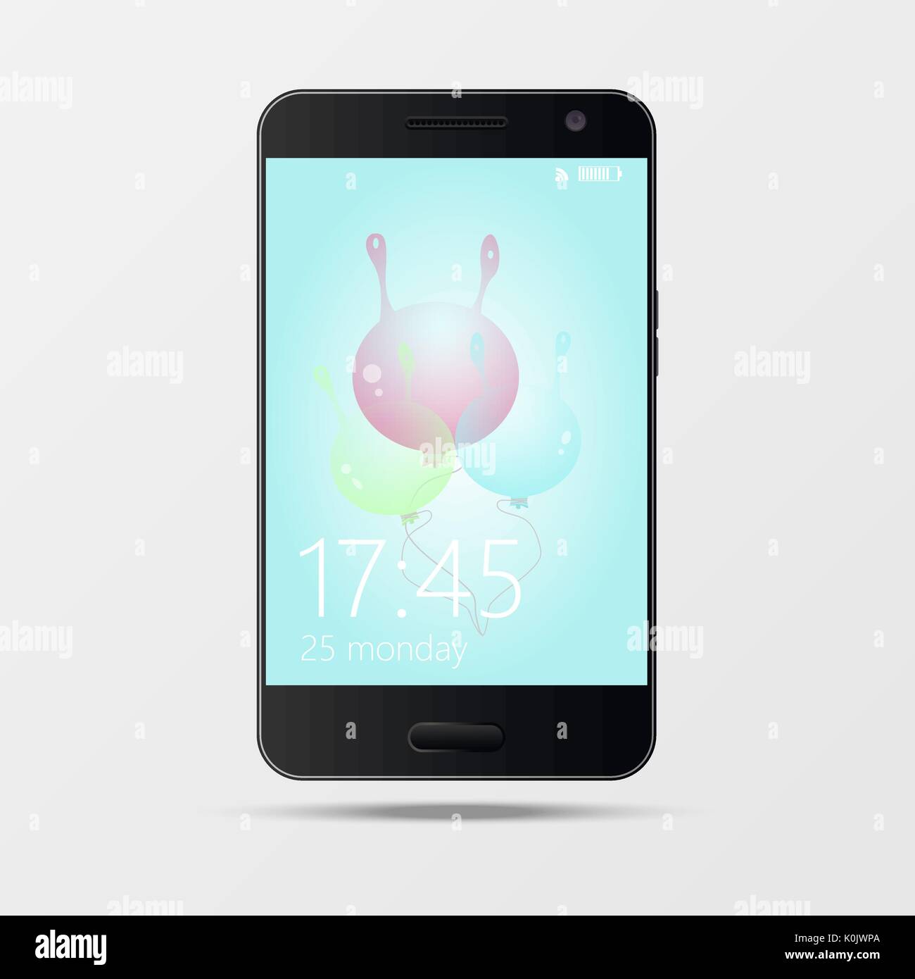 Elegant realistic smartphone.Blue funny lock screen Stock Vector Image ...