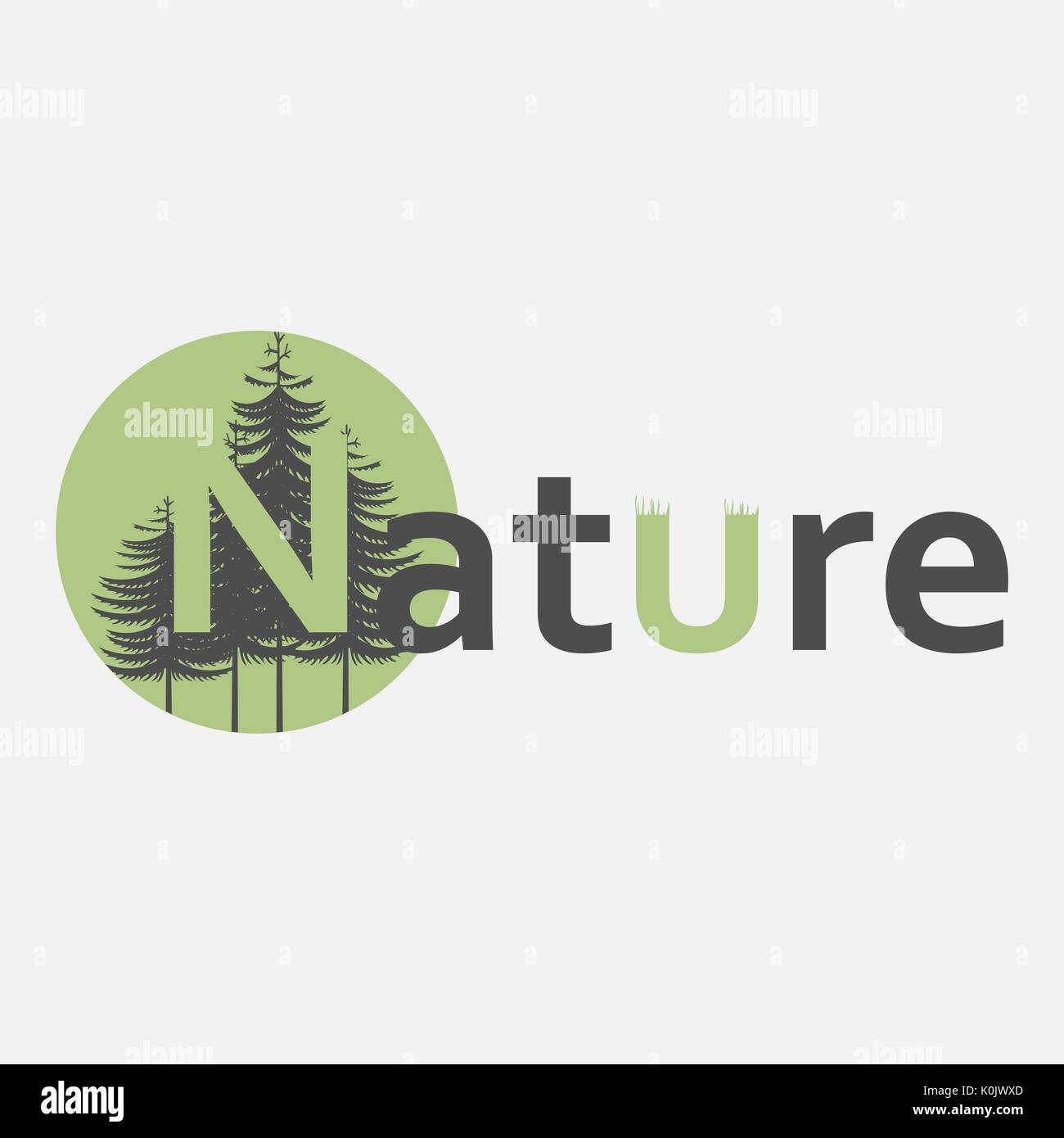 Ecology minimalistic logotype.Text,grass and trees.Clean background ...