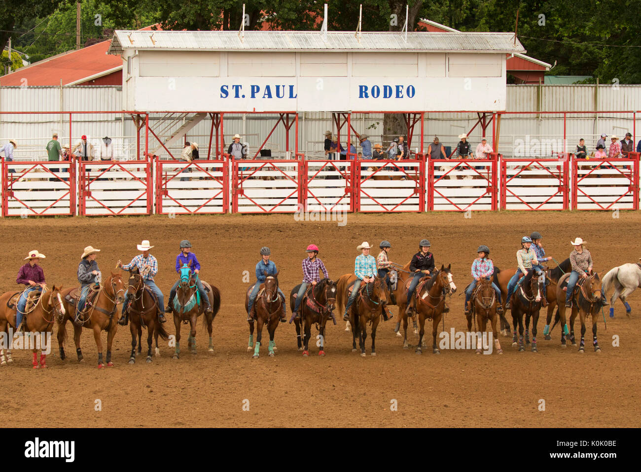 Grand Entry, St Paul Junior Rodeo, St Paul, Oregon Stock Photo - Alamy