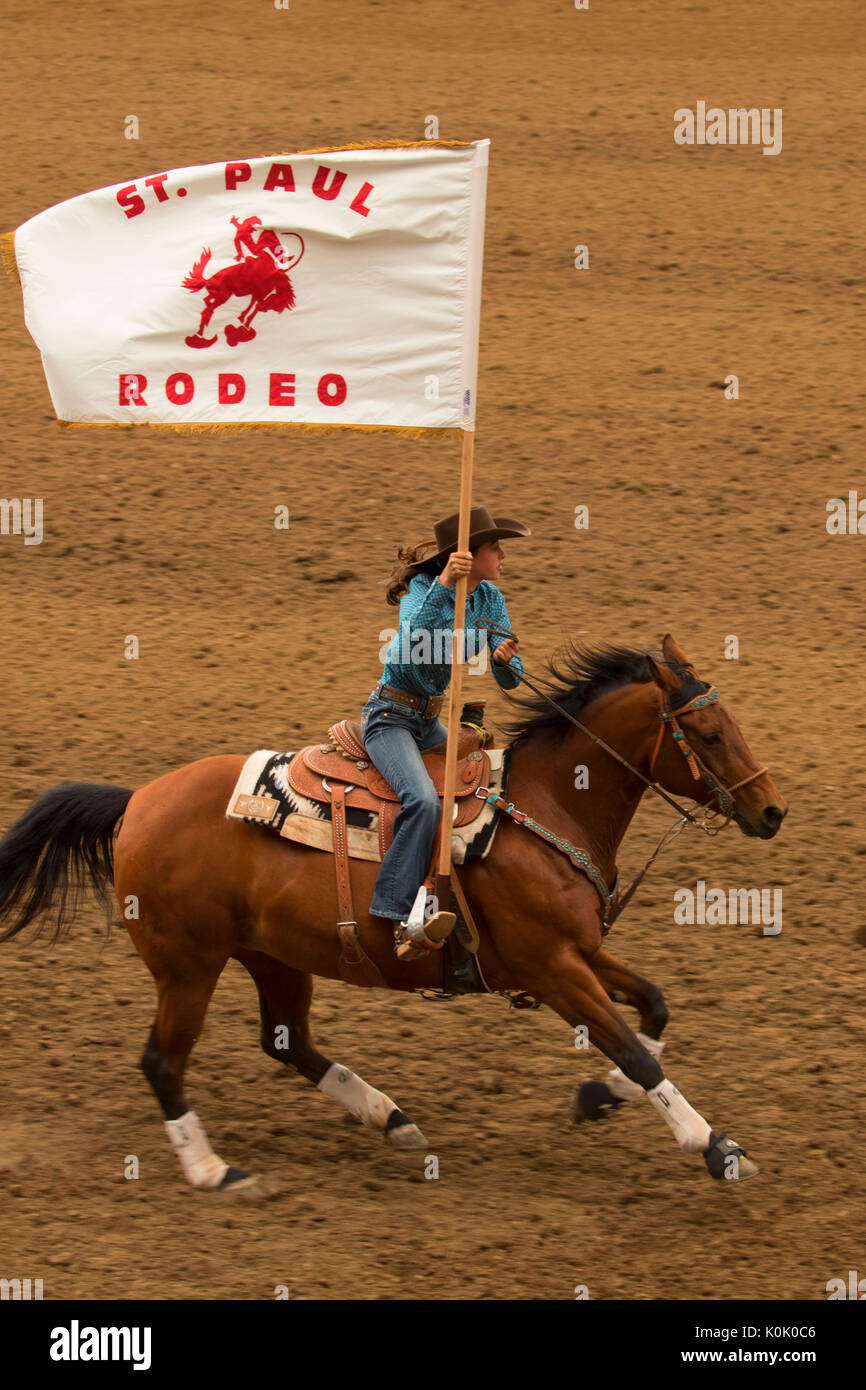 Grand Entry, St Paul Junior Rodeo, St Paul, Oregon Stock Photo - Alamy