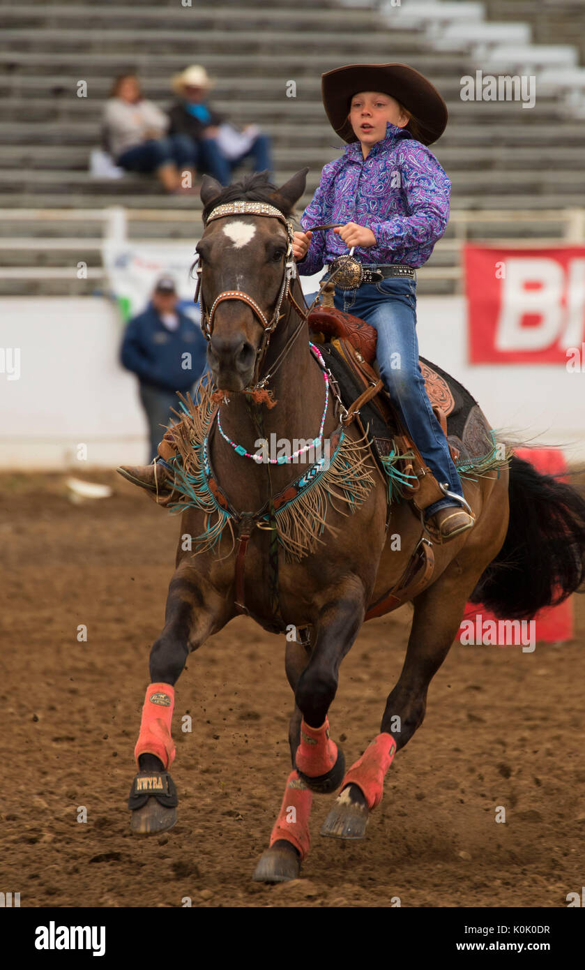 Barrel racing, St Paul Junior Rodeo, St Paul, Oregon Stock Photo - Alamy
