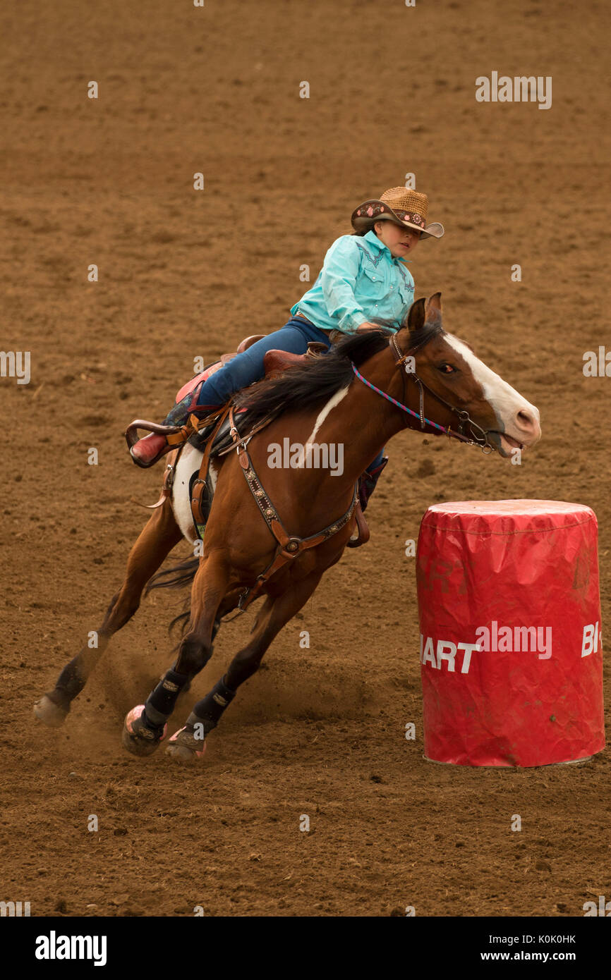 Barrel racing, St Paul Junior Rodeo, St Paul, Oregon Stock Photo - Alamy