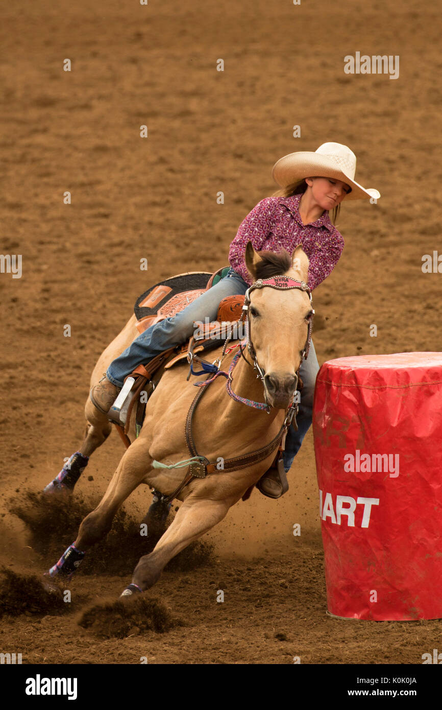 Barrel racing, St Paul Junior Rodeo, St Paul, Oregon Stock Photo - Alamy