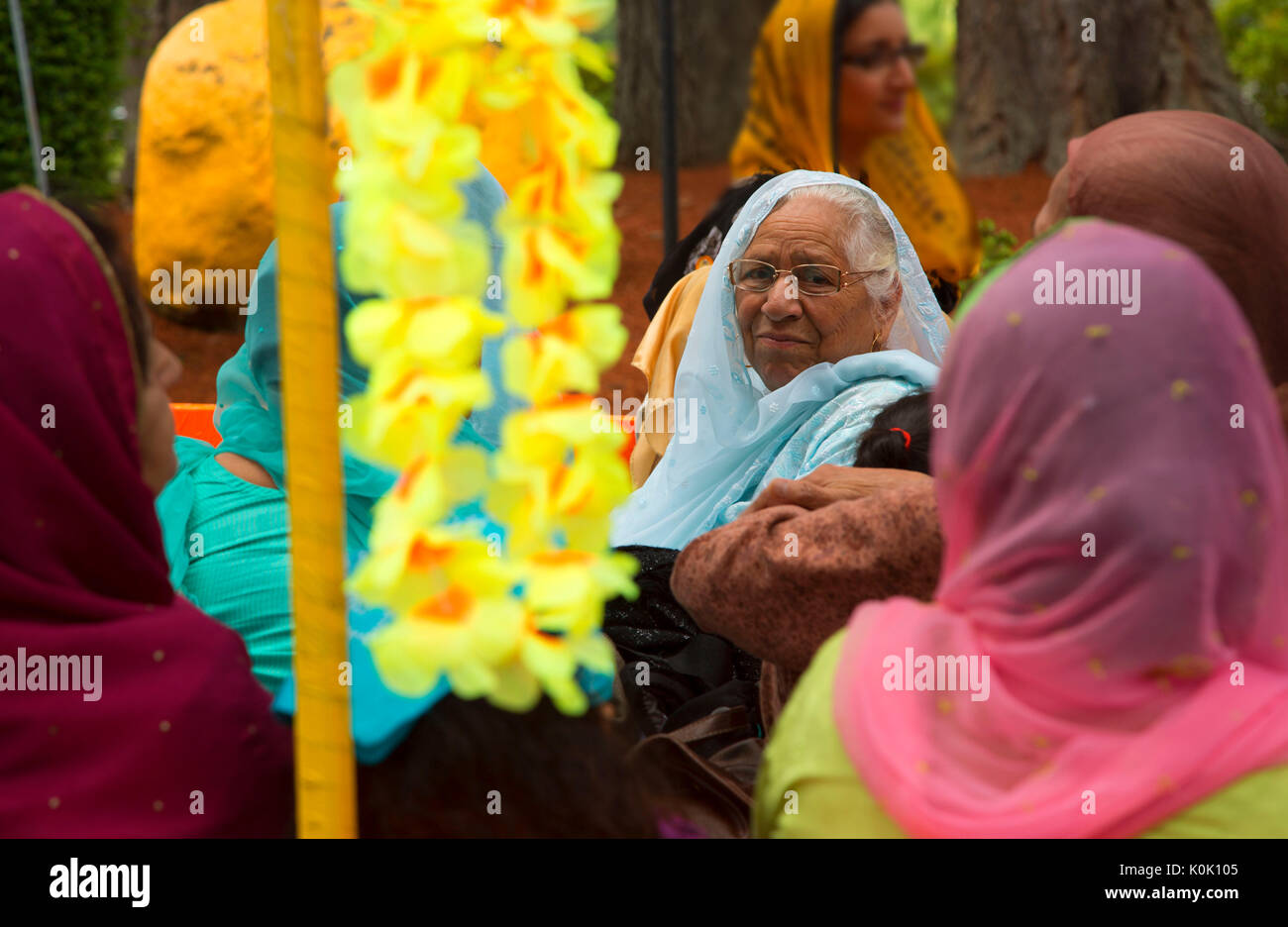 Sikh woman on float, Sikh Day Parade, Salem, Oregon Stock Photo - Alamy