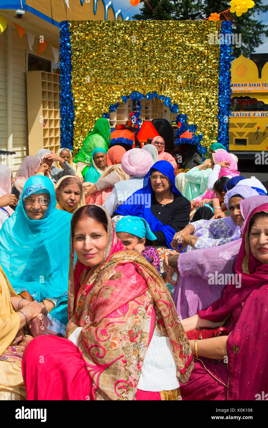 Sikh woman on float, Sikh Day Parade, Salem, Oregon Stock Photo - Alamy