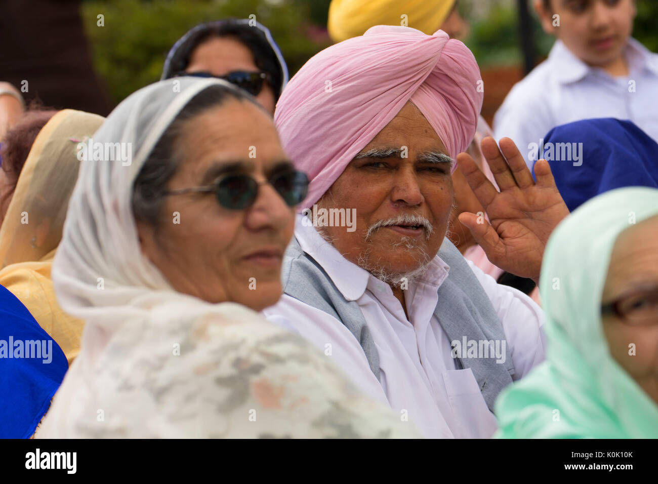 Sikh on float, Sikh Day Parade, Salem, Oregon Stock Photo - Alamy