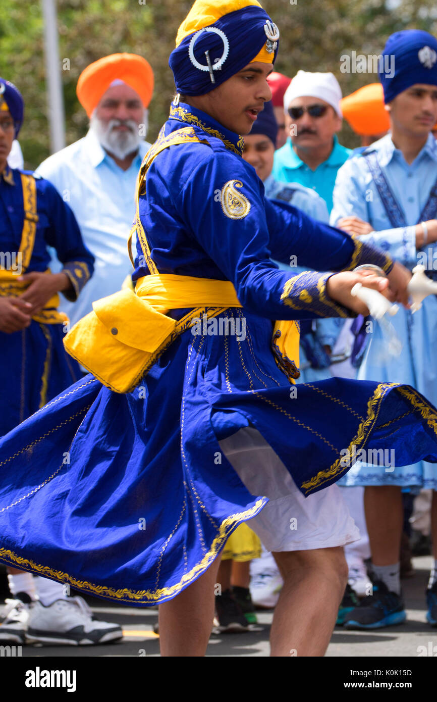 Sikh teen doing Gatka, Sikh Day Parade, Salem, Oregon Stock Photo - Alamy