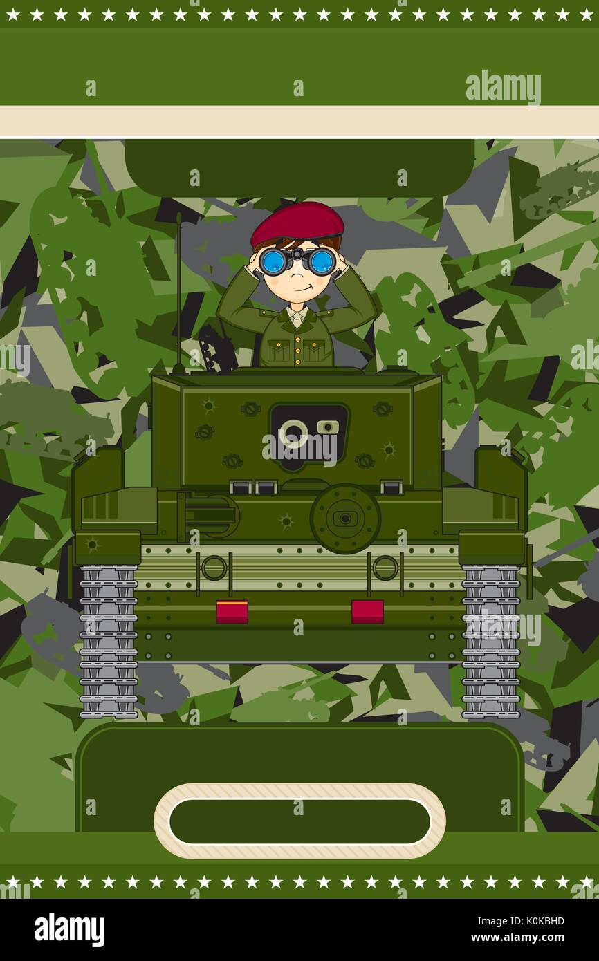 Cartoon Military Tank and Soldiers Vector Illustration Stock Vector ...
