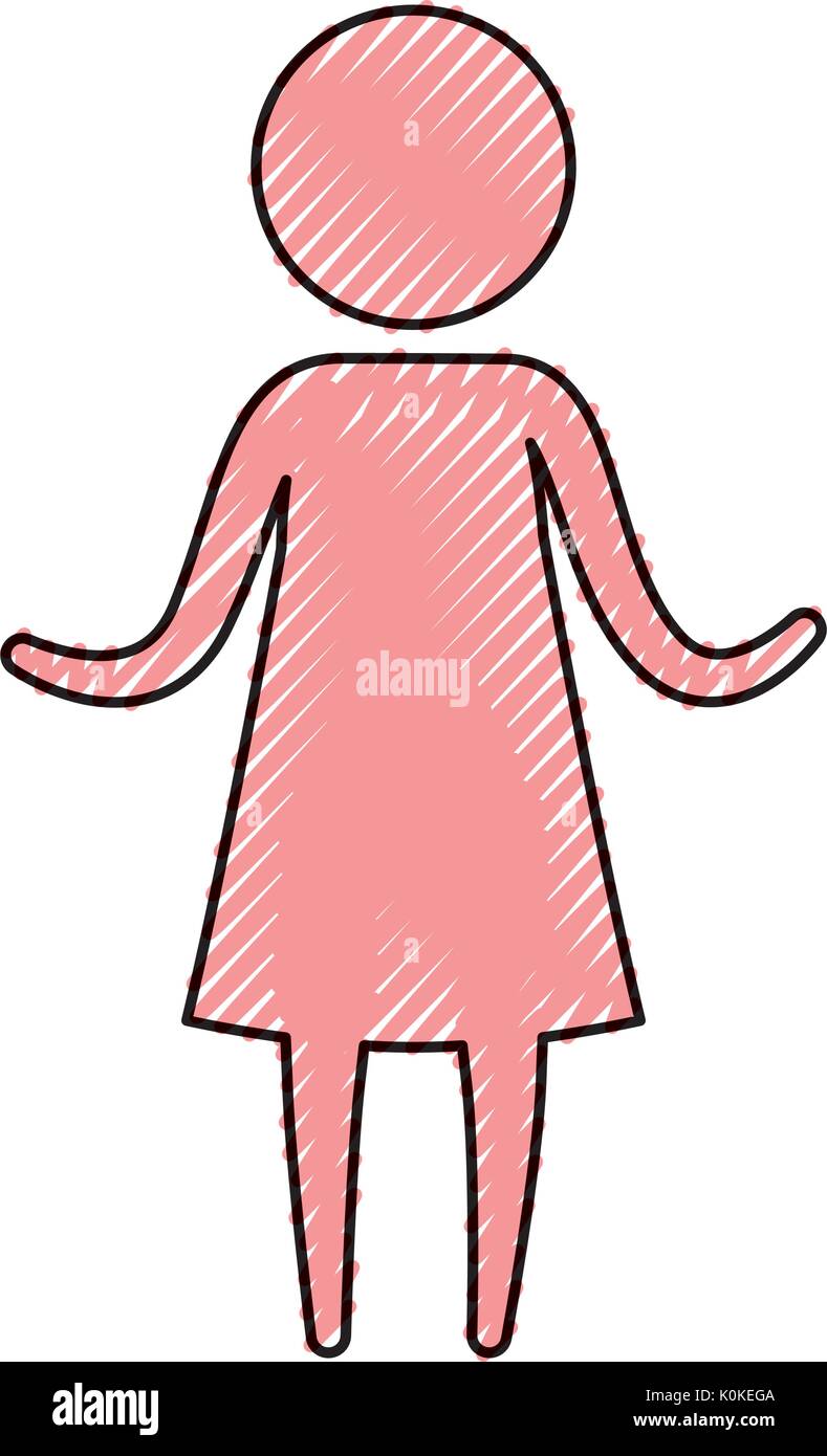 color crayon silhouette pictogram woman in dress with hands up Stock ...