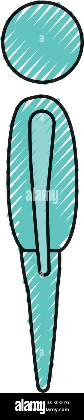 color crayon blue silhouette pictogram side view man standing Stock ...