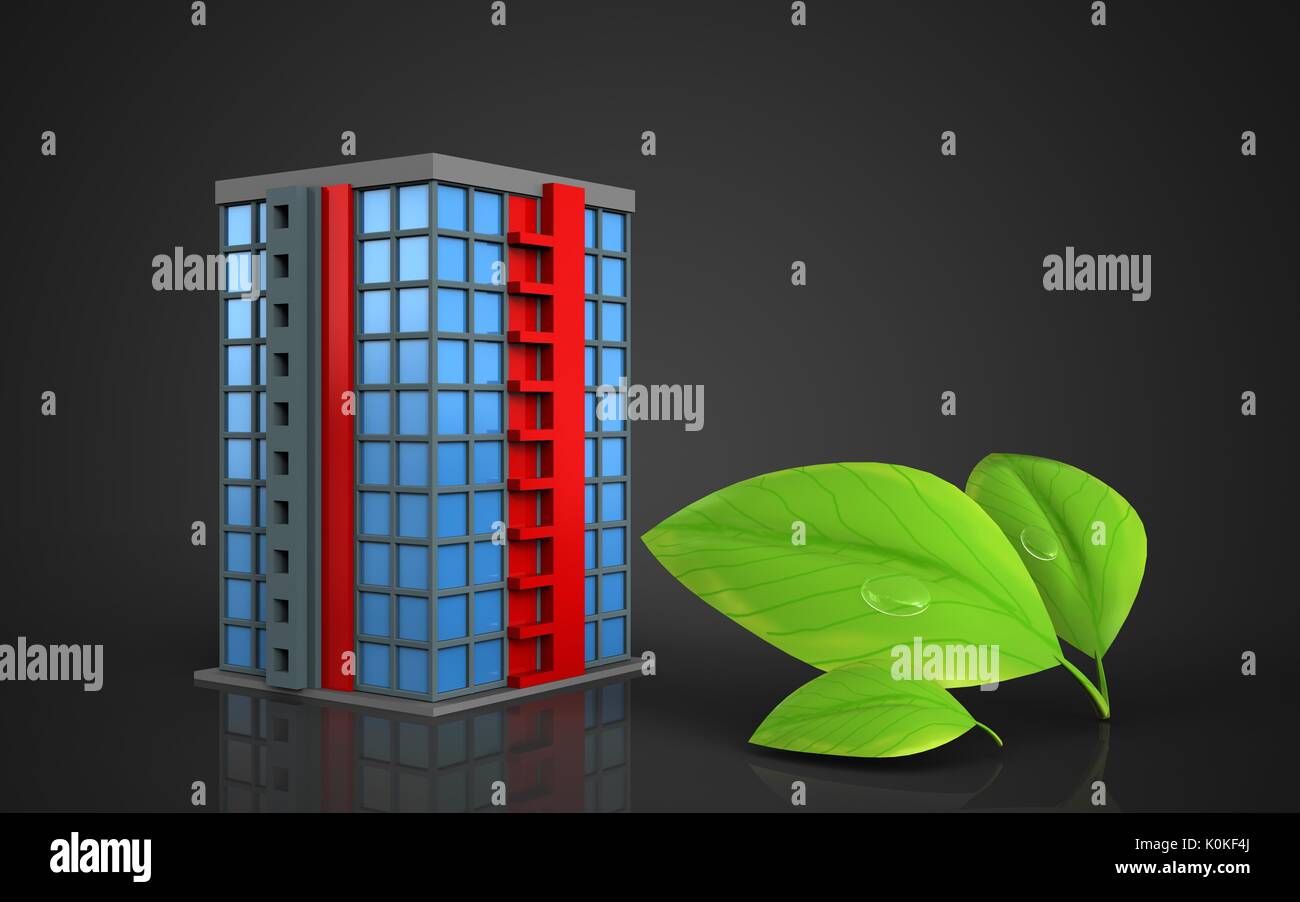 3d illustration of building over black background Stock Photo - Alamy