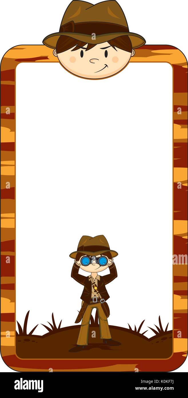 Cute Cartoon Explorer Character with Binoculars Illustration Stock ...