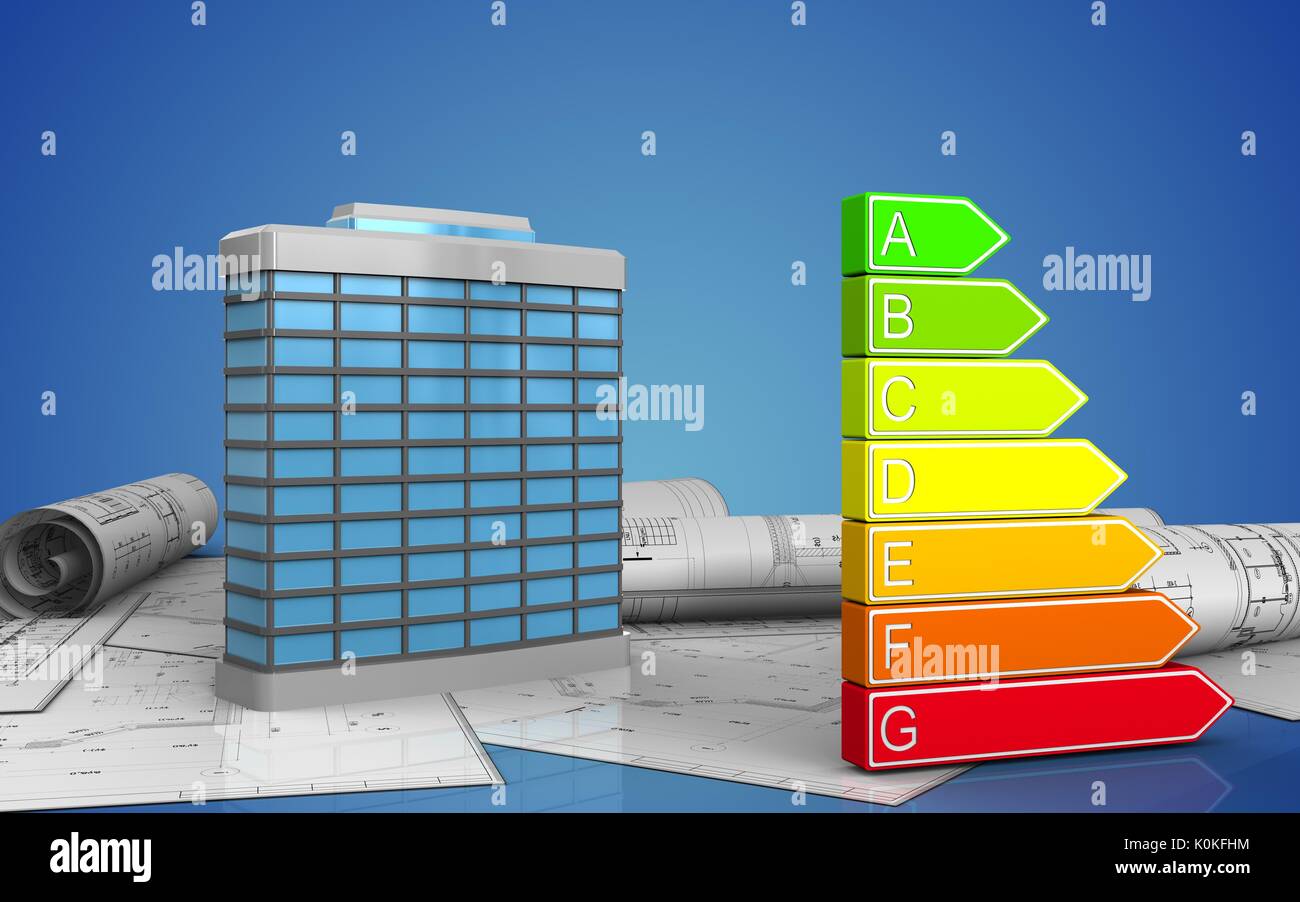 3d illustration of generic building over blue background Stock Photo ...