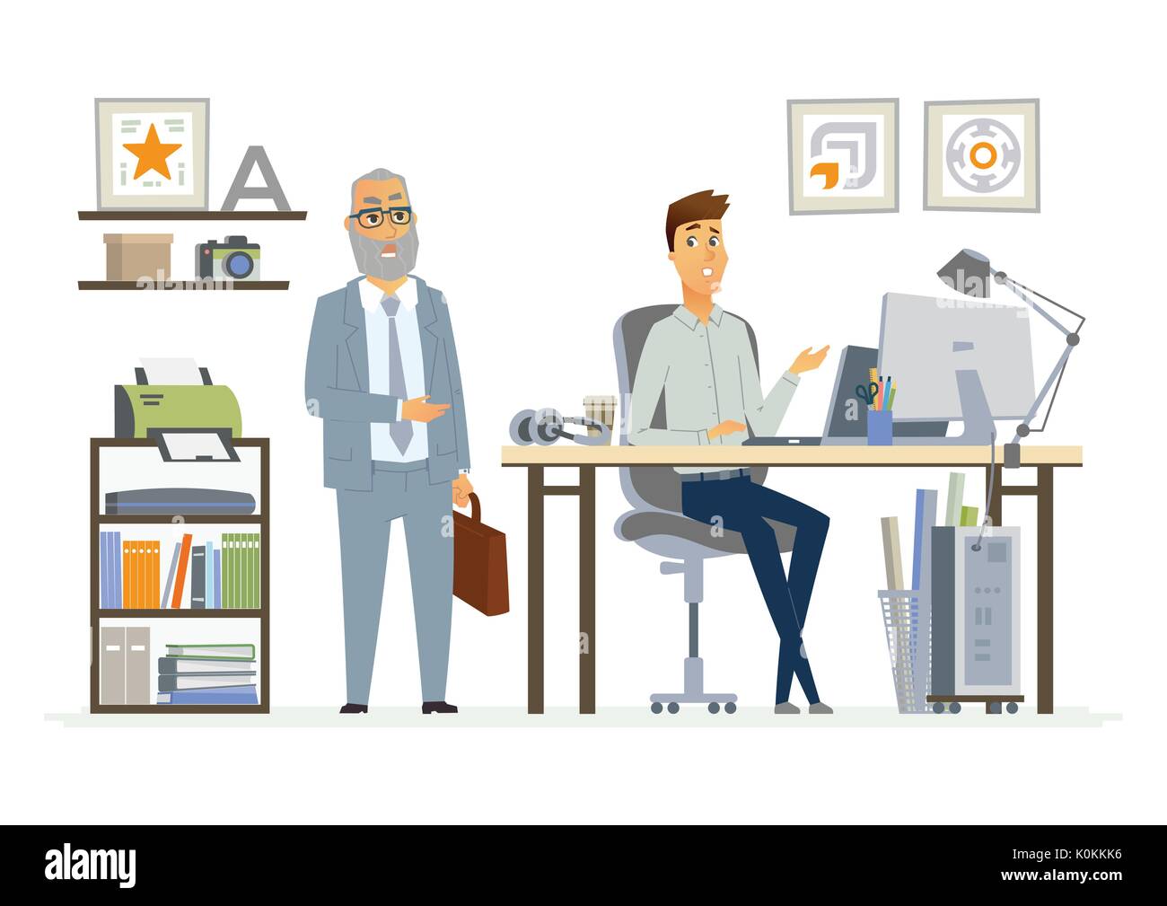 Supervising Staff - modern vector cartoon business characters ...