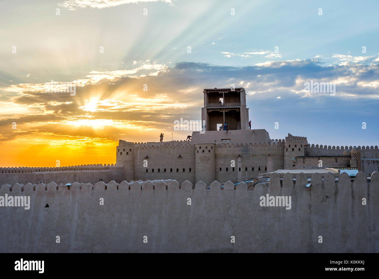 Khiva city wall in sunset, Uzbekistan Stock Photo - Alamy