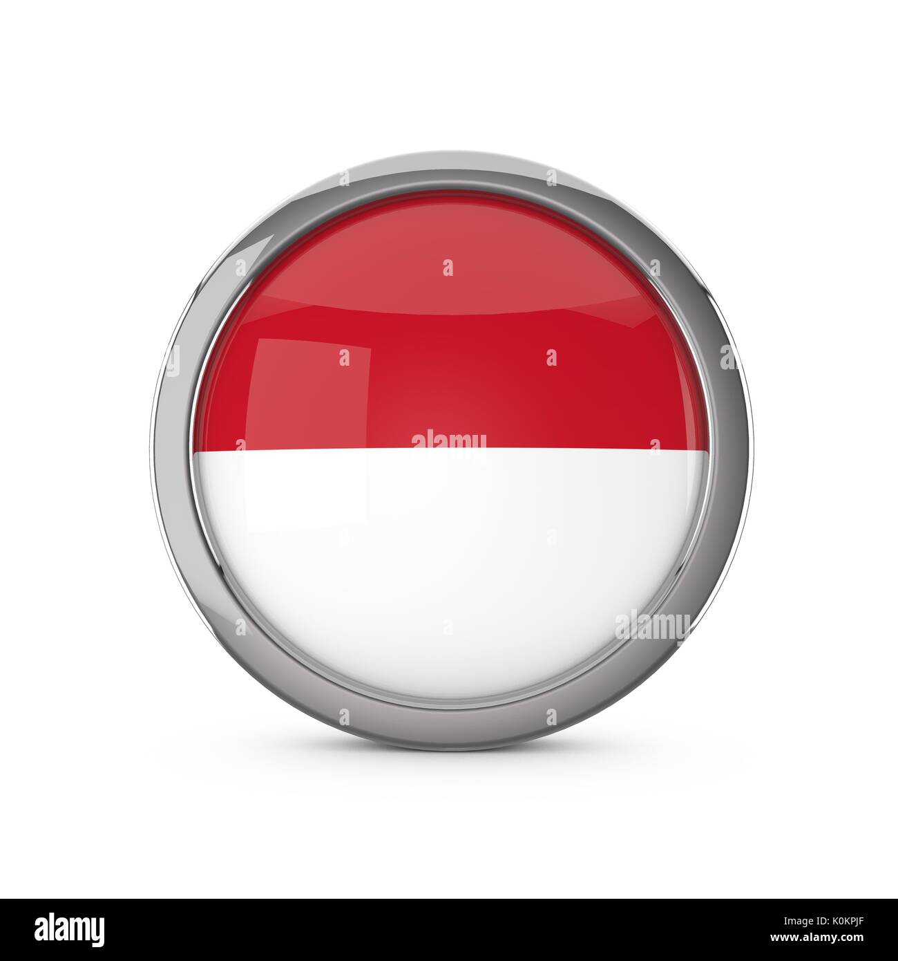 Indonesia national flag in a glossy circle shape with chrome frame. 3D ...