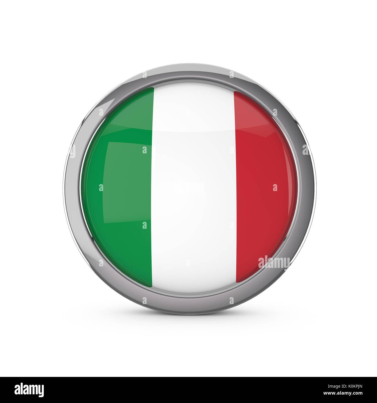 Italy national flag in a glossy circle shape with chrome frame. 3D ...